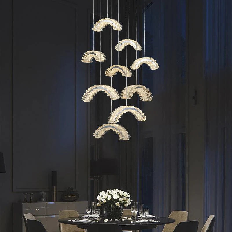 Rainbow Modern Rock Crystal Staircase Chandelier – Oasislives