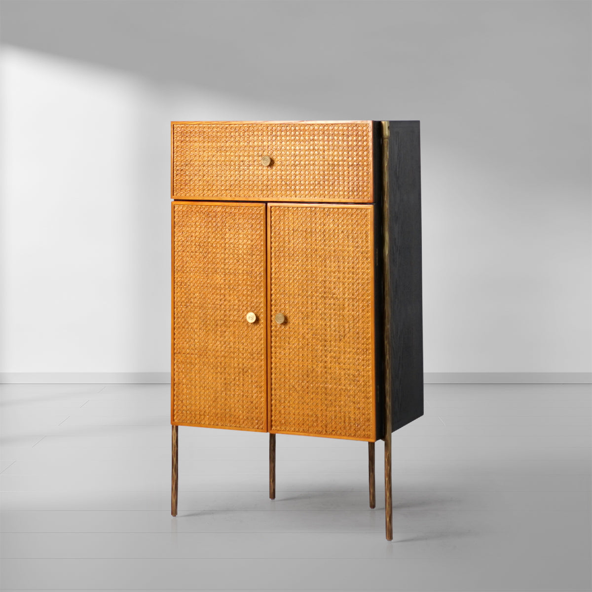 Thaddeus Metal Frame Rattan Side Cabinet – Oasislives