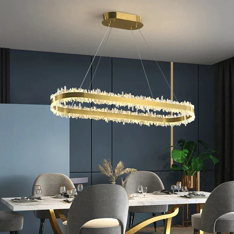 47 Inch Linear Chandelier Modern Quartz Crystal Chandelier for Dining – Oasislives