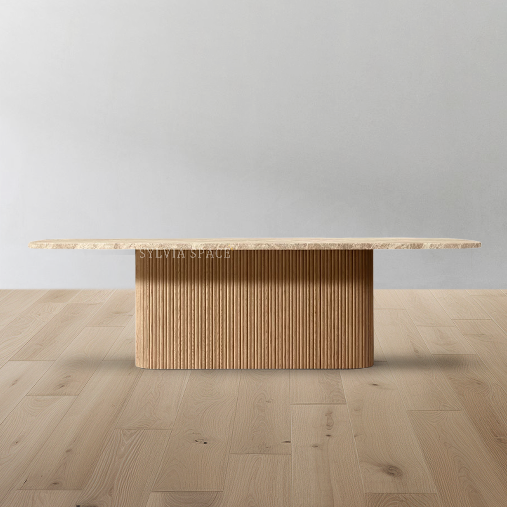 Mulholland Stone Rectangular Pedestal Dining Table – Oasislives