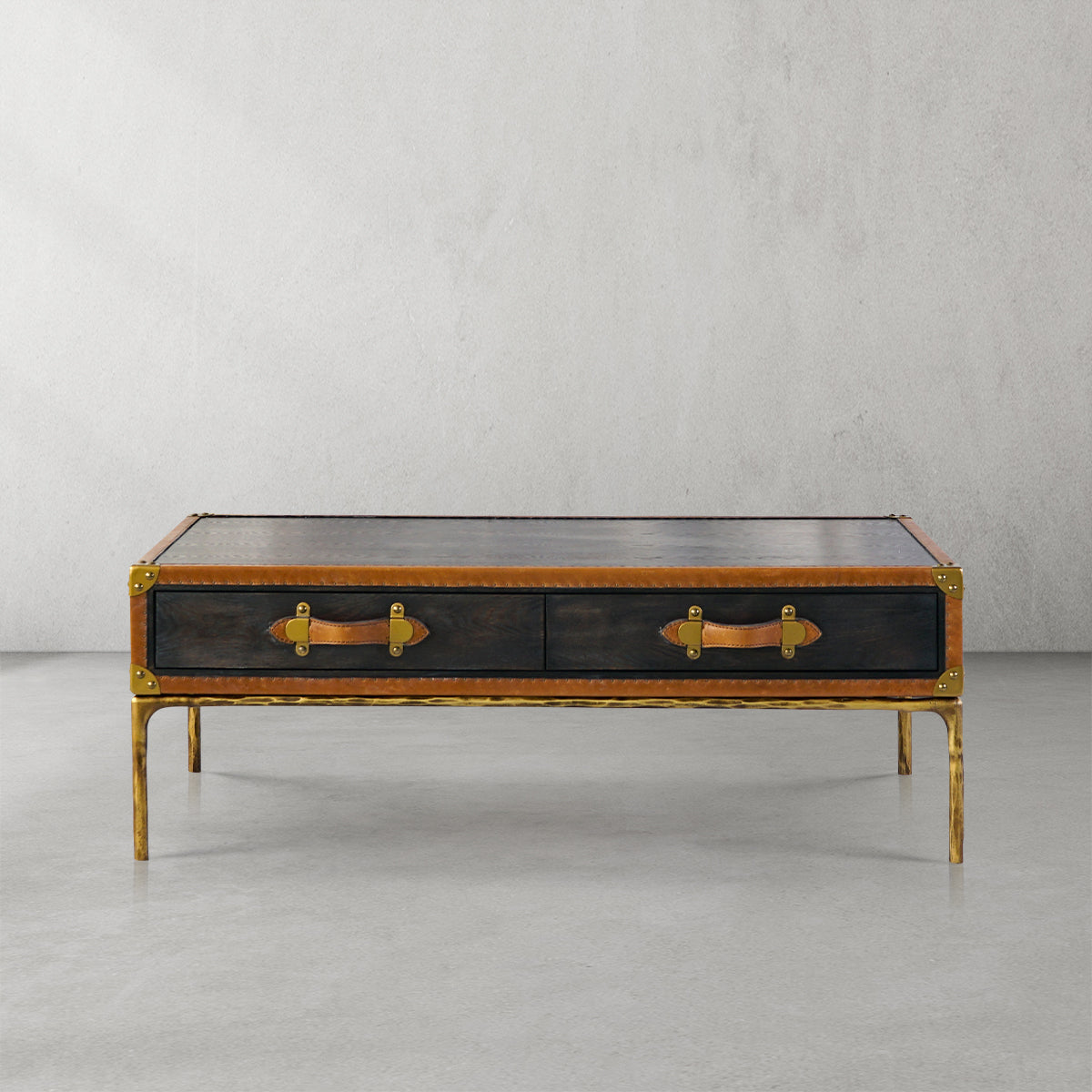 Thaddeus Vintage Leather Square Coffee Table – Oasislives