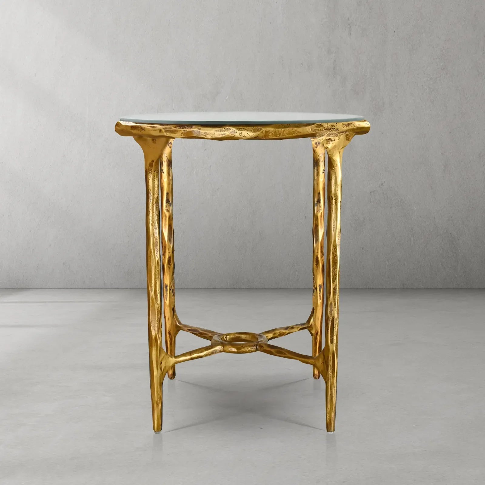 Thaddeus Glass Round Side Table 18" 22" – Oasislives